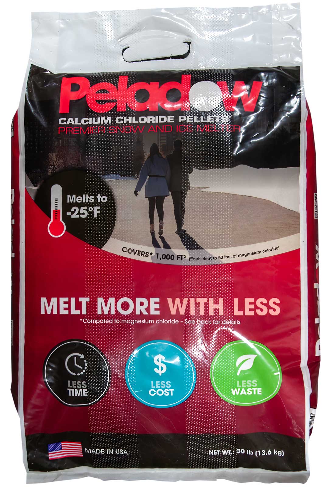 Peladow Calcium Chloride Pellets Snow and Ice Melter, 30LB